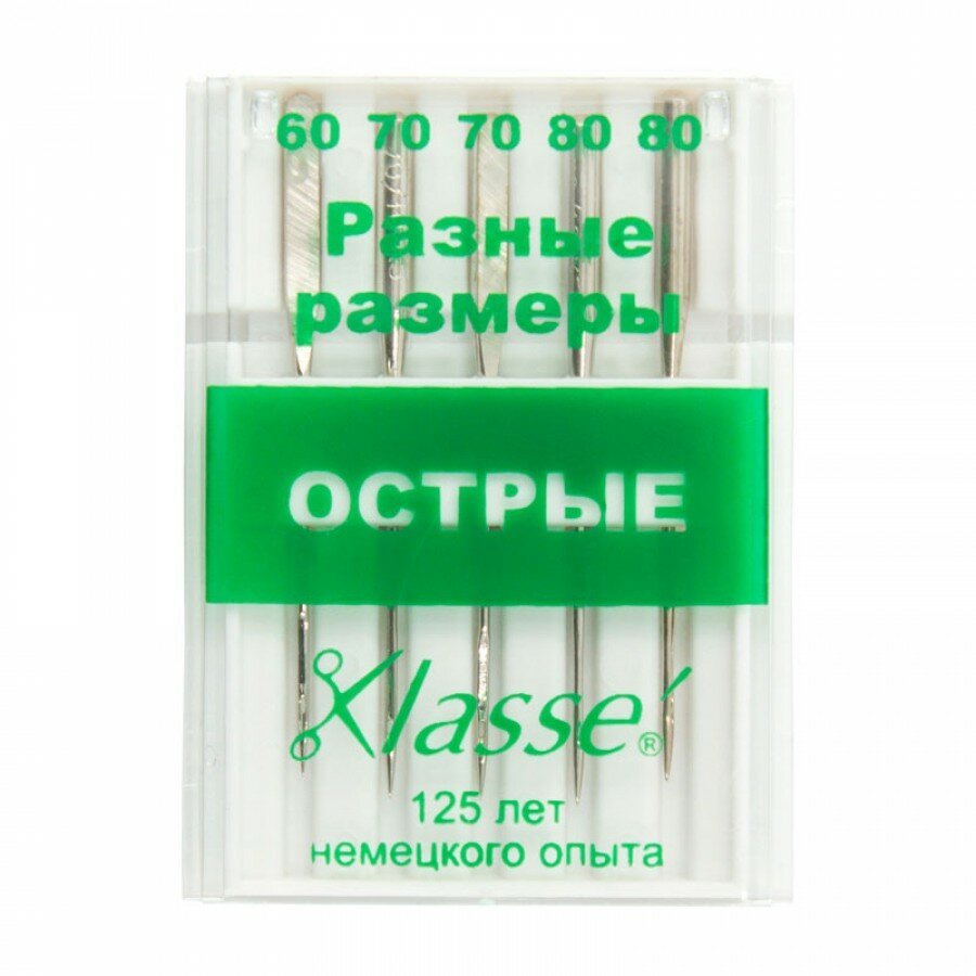 Иглы для бытовых швейных машин микротекс N 60, 70, 80 N 60/8, N 70/10, N 80/12 HEMLINE A6135/MIX
