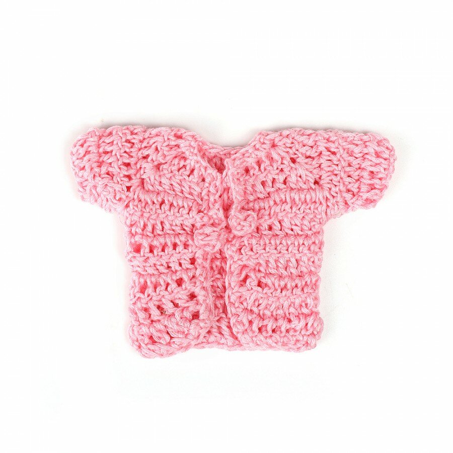Кофта вязаная мини (ручная вязка) КЛ.29560 ширина 8см длина 9см рукав 5см цв. розовый
