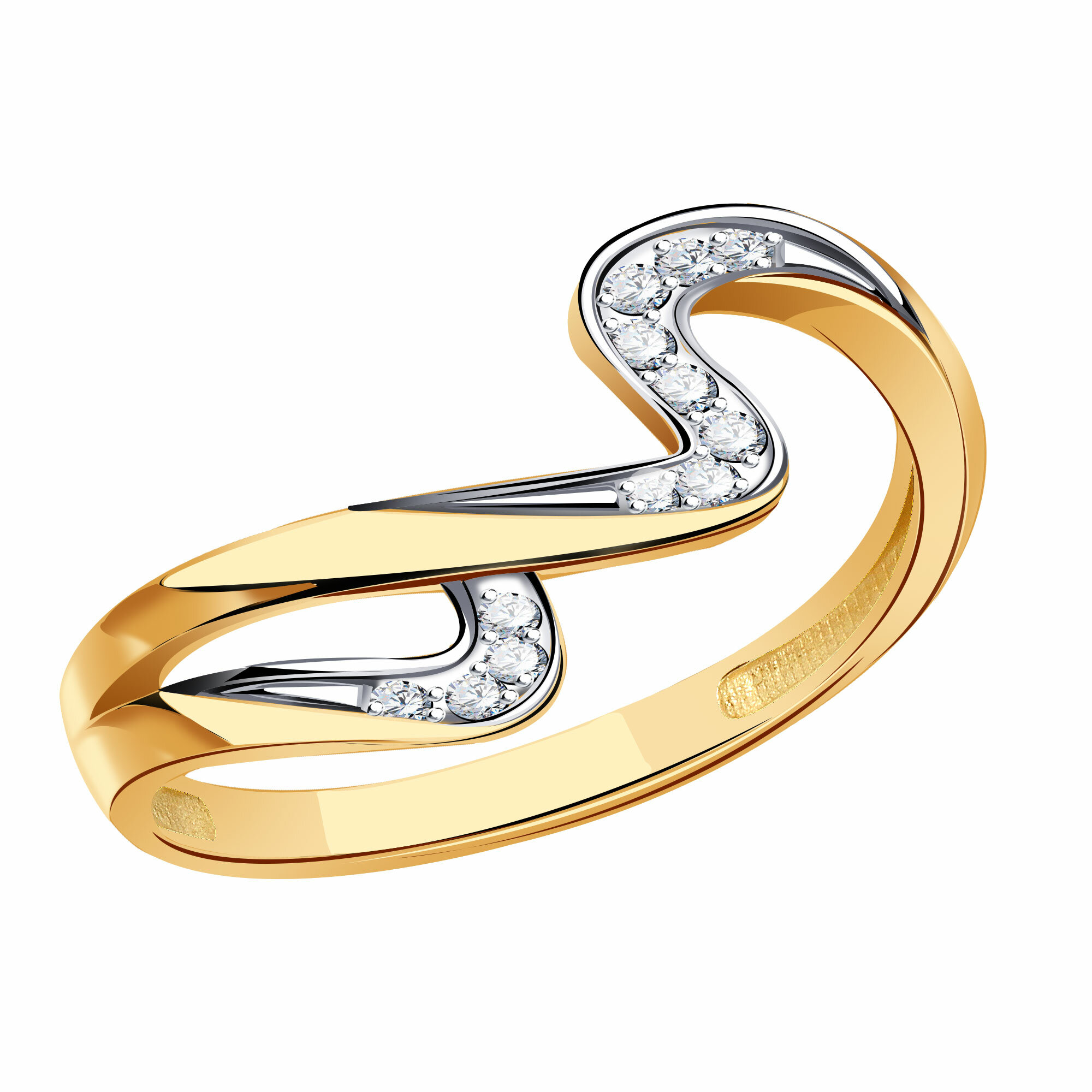 Кольцо дорожка Diamant online, красное золото, 585 проба, фианит