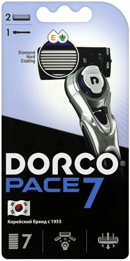 Бритвенный станок DORCO PACE 7 + 2 кассеты, система с 7 лезвиями