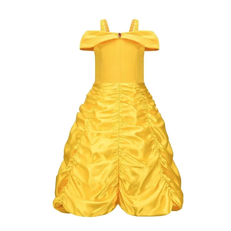 Детский костюм Белль из полиэстера DreamParty 4T Tag-120, Желтый, Dress1