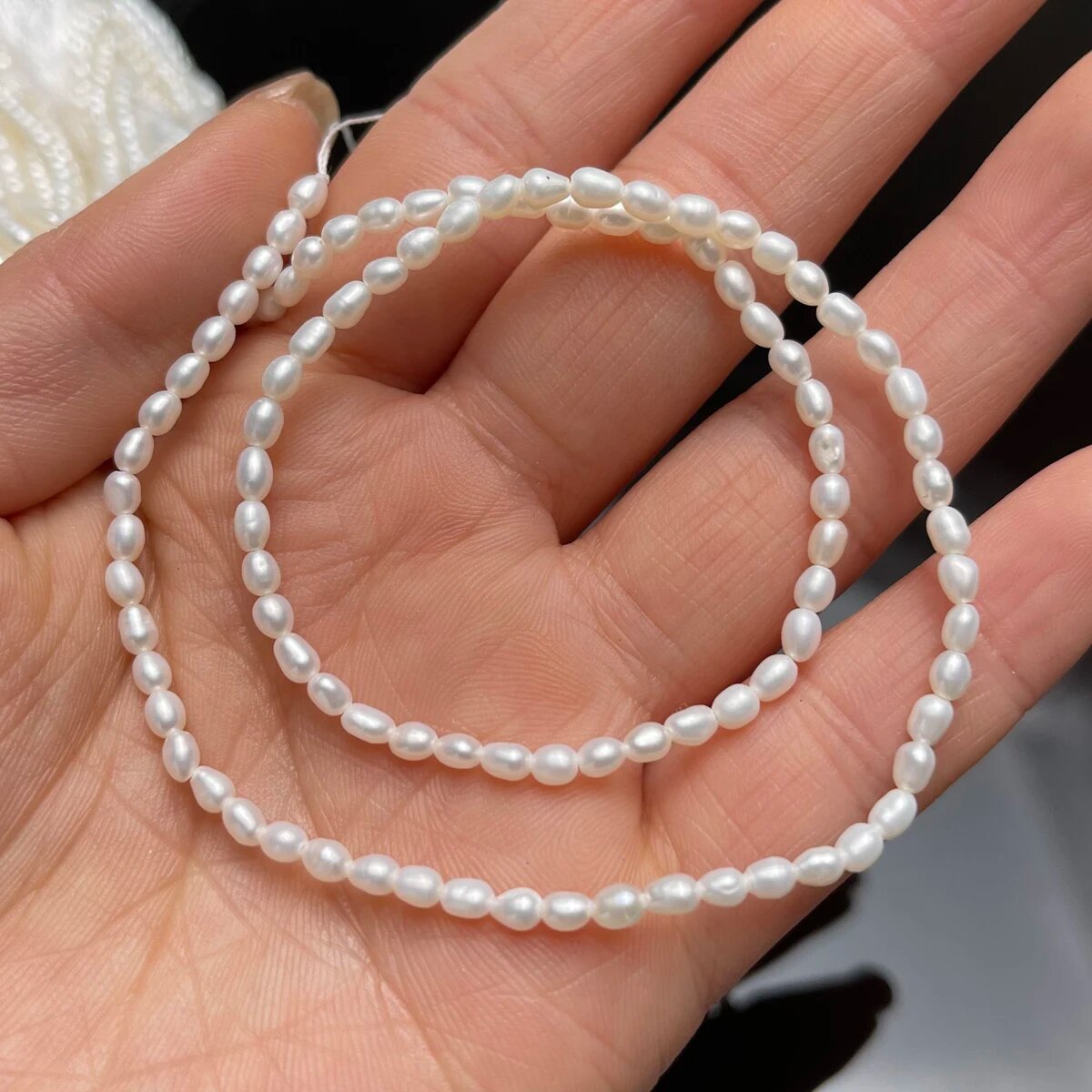 3-4 мм экономичные бусины из рисовой нити, натуральный пресноводный жемчуг, свободные бусины для изготовления ювелирных изделий, ожерелье, браслет, аксессуары
