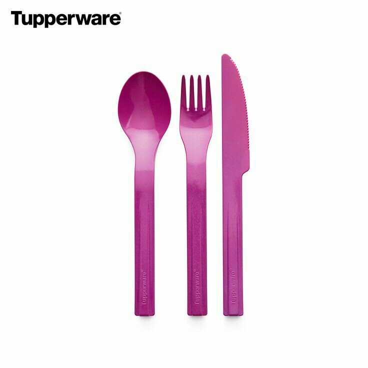 Набор столовых приборов Tupperware "Алоха", пластик, фиолетовый, 3 предмета