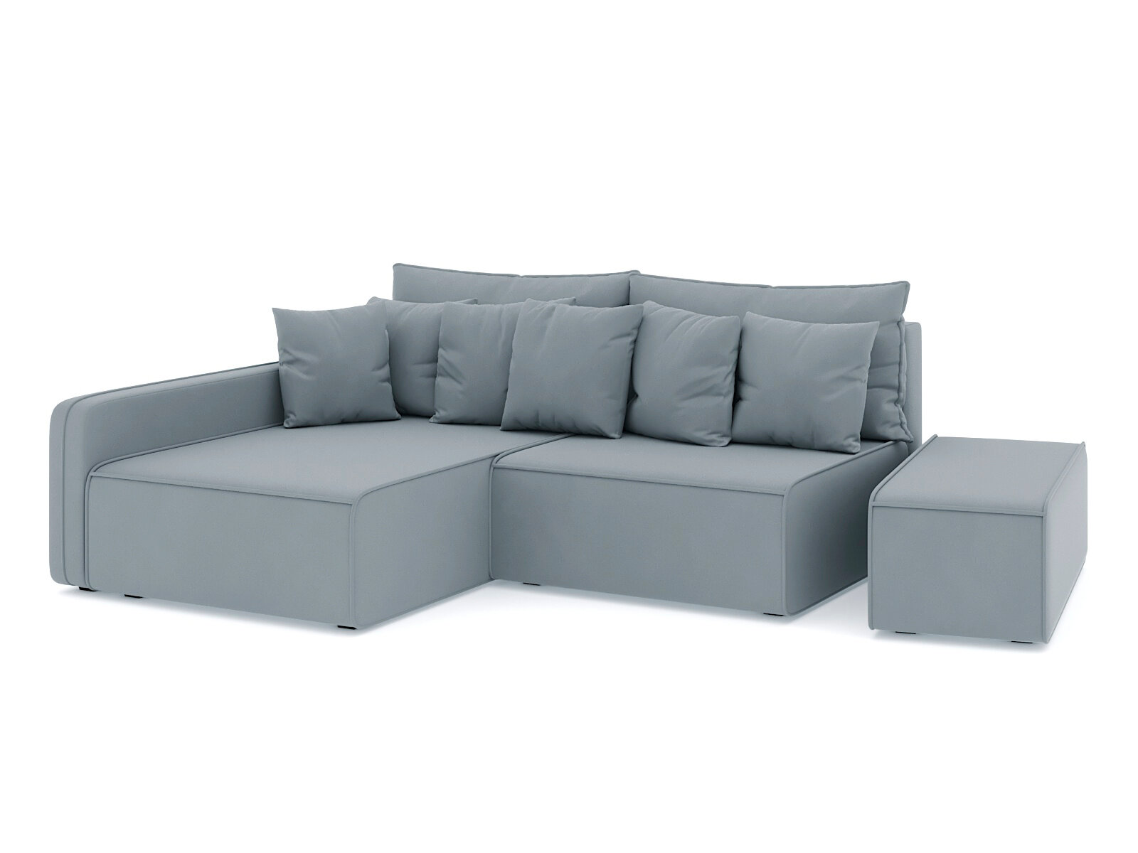 Диван угловой DiHall "Портленд", велюр, раскладной, еврокнижка, ящик для белья, серый