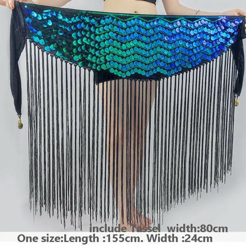 Танцевальный пояс для belly dance с блестками L, Free size 8