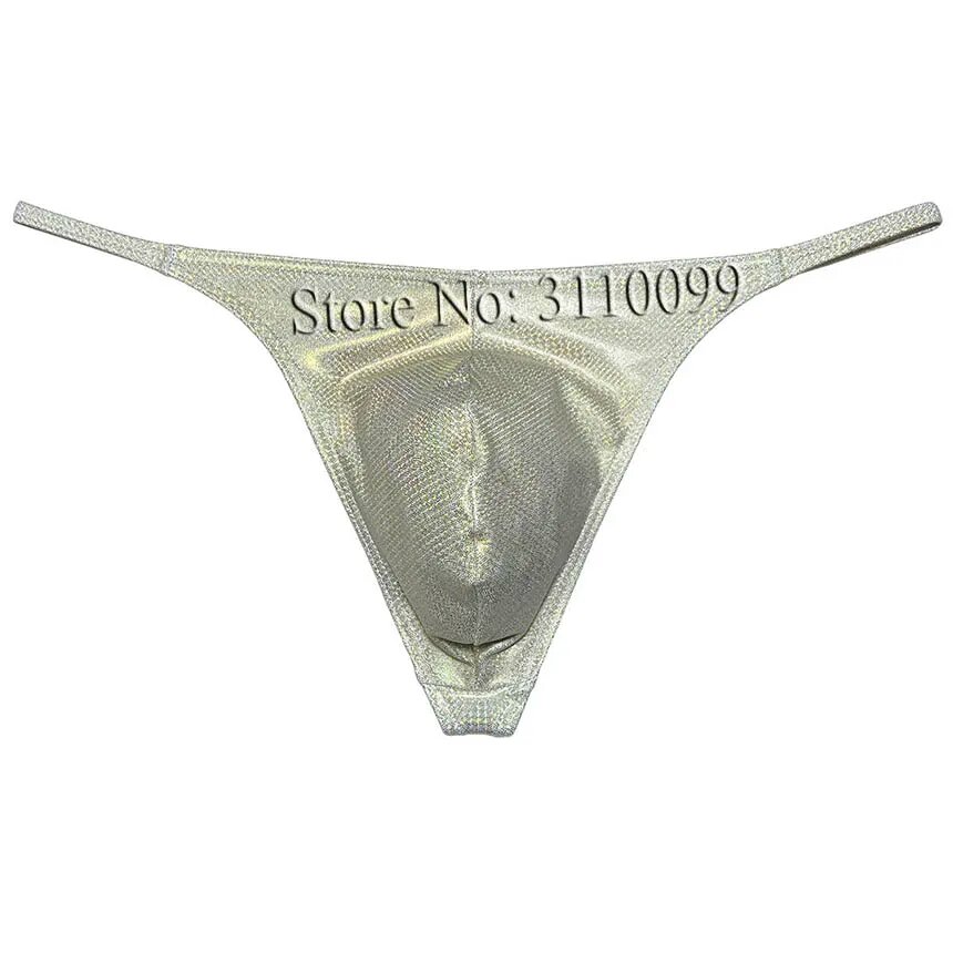 Мужские Блестящие стринги, нижнее белье, Классический чехол, Т-образная сторона, L, Dazzle Gold