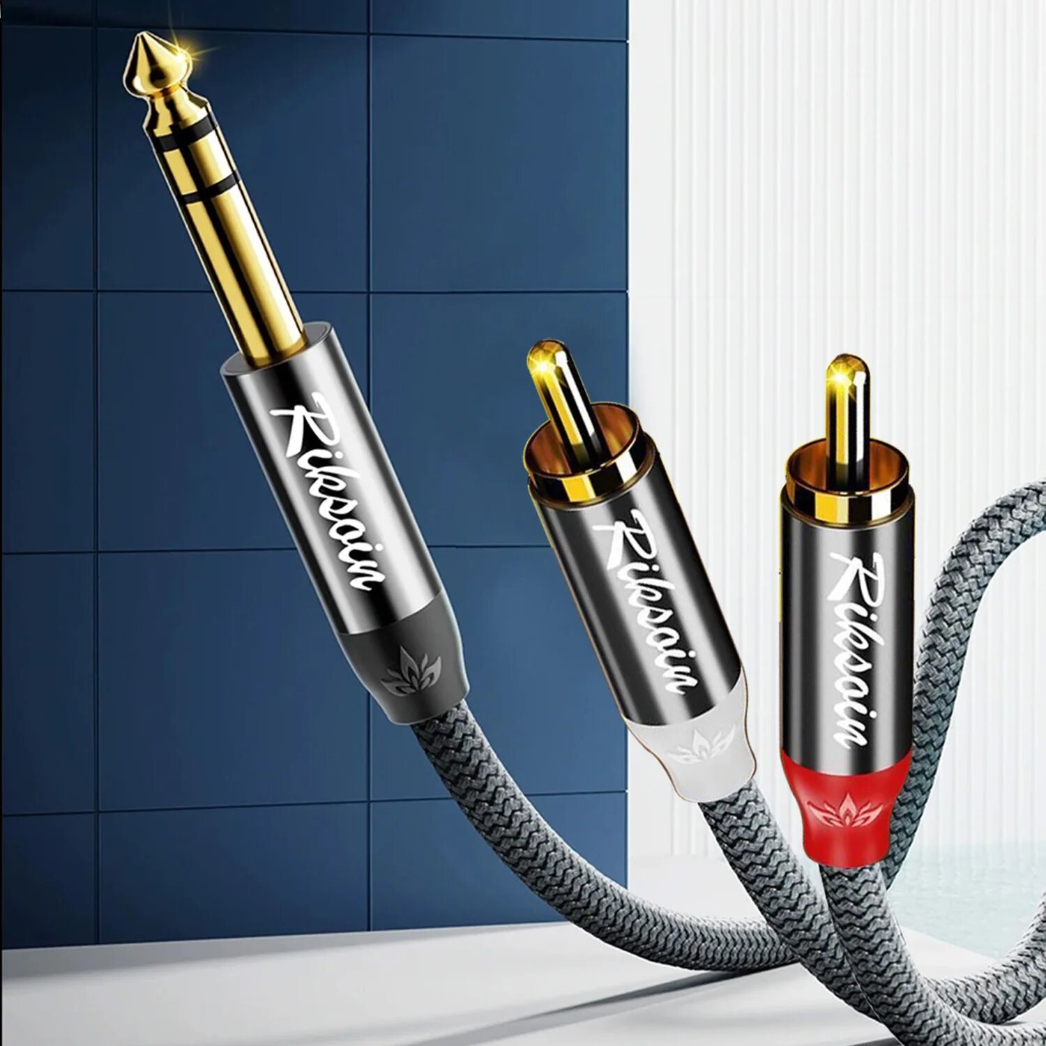 TIMEYES Линейный аудиокабель 6,35 мм TRS на 2RCA 1.2m