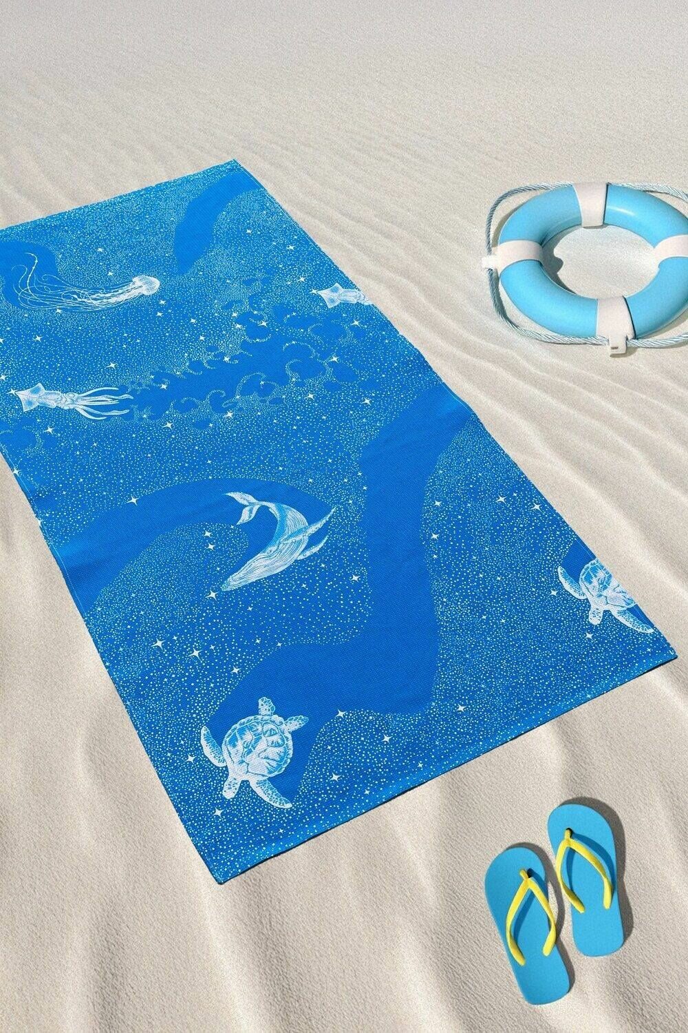 Полотенце пляжное Тайны океана 80*150 см, 1 шт, Хлопок, Вафельное