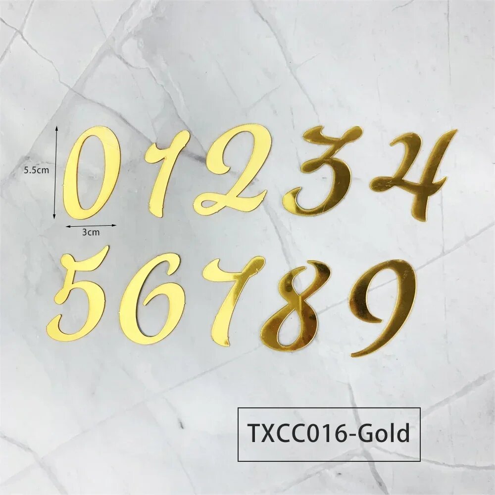 Золотые акриловые цифры 0-9 TXCC016-Gold