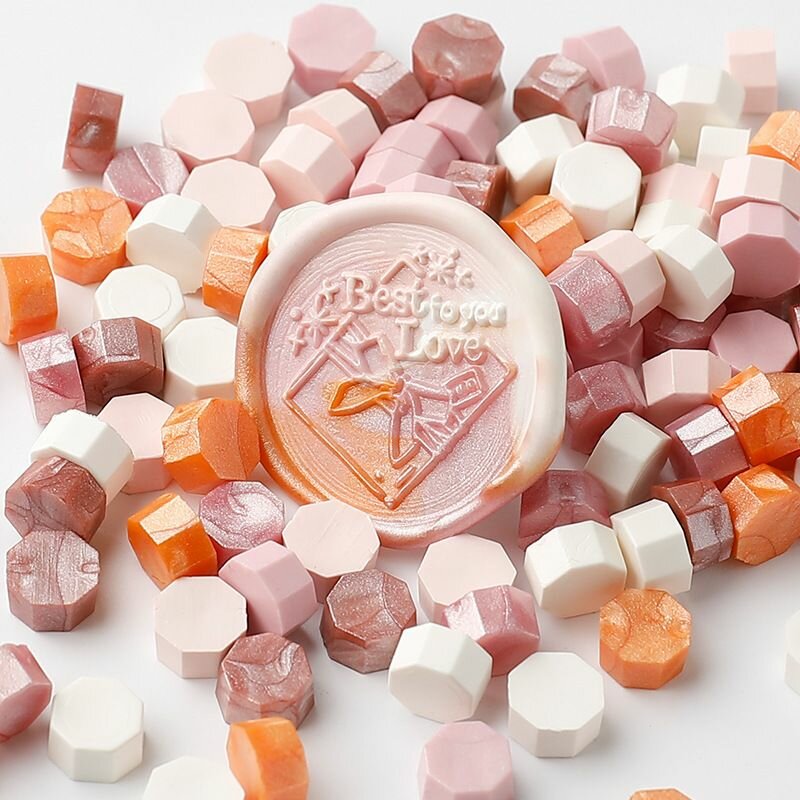 Сургуч для печати в гранулах 500гр (1600шт). Воск цветной для творчества. Ассорти Розово-персиковое