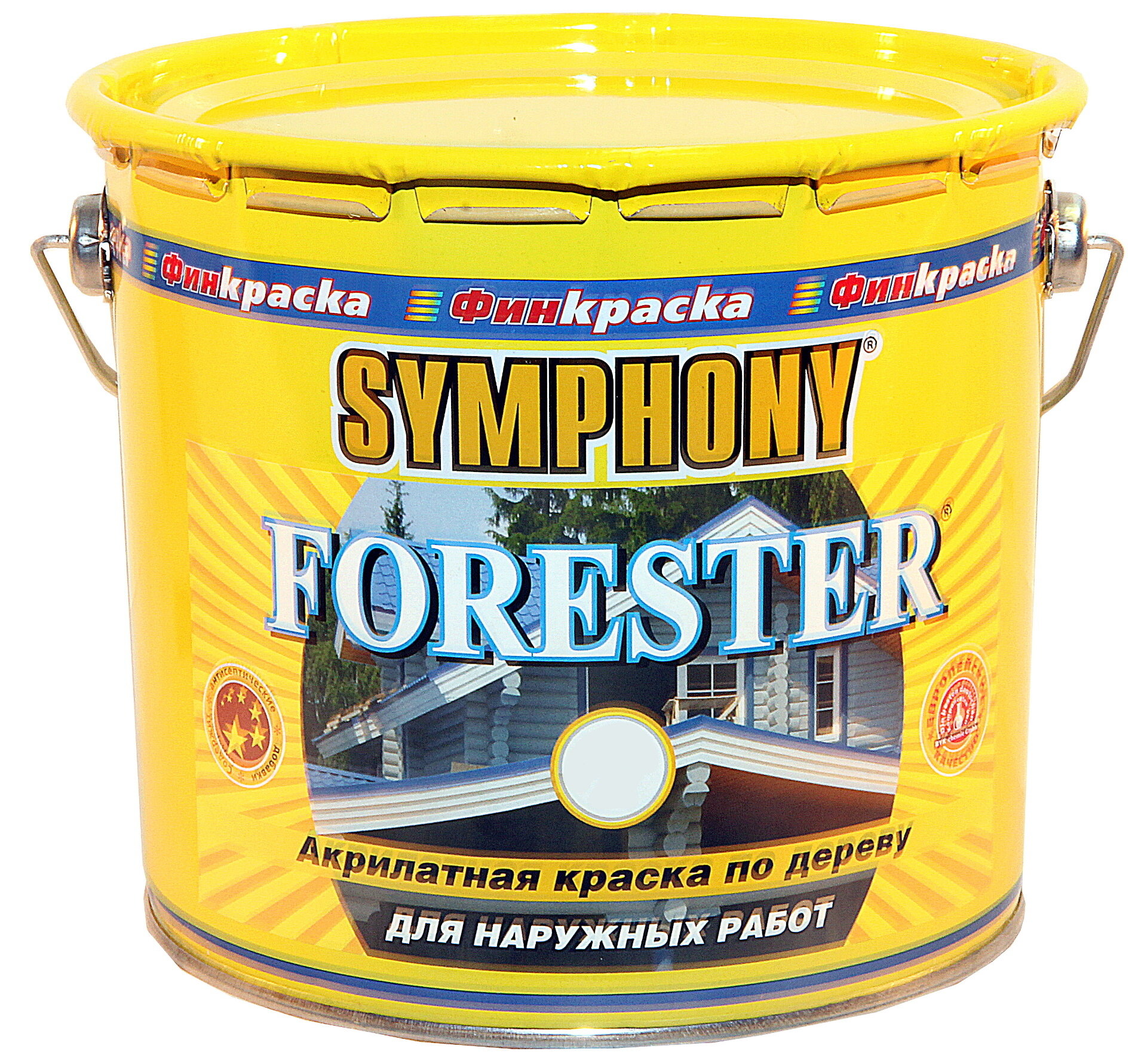 Фасадная краска Symphony / Симфония Forester база A по дереву антисептическая, атмосферостойкая, акриловая, белая полуматовая, 2.7л / лакокрасочные материалы
