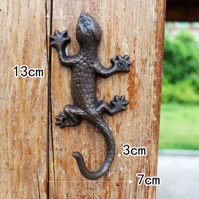 Чугунный крюк-ящерица Gecko, 13x7x3 см