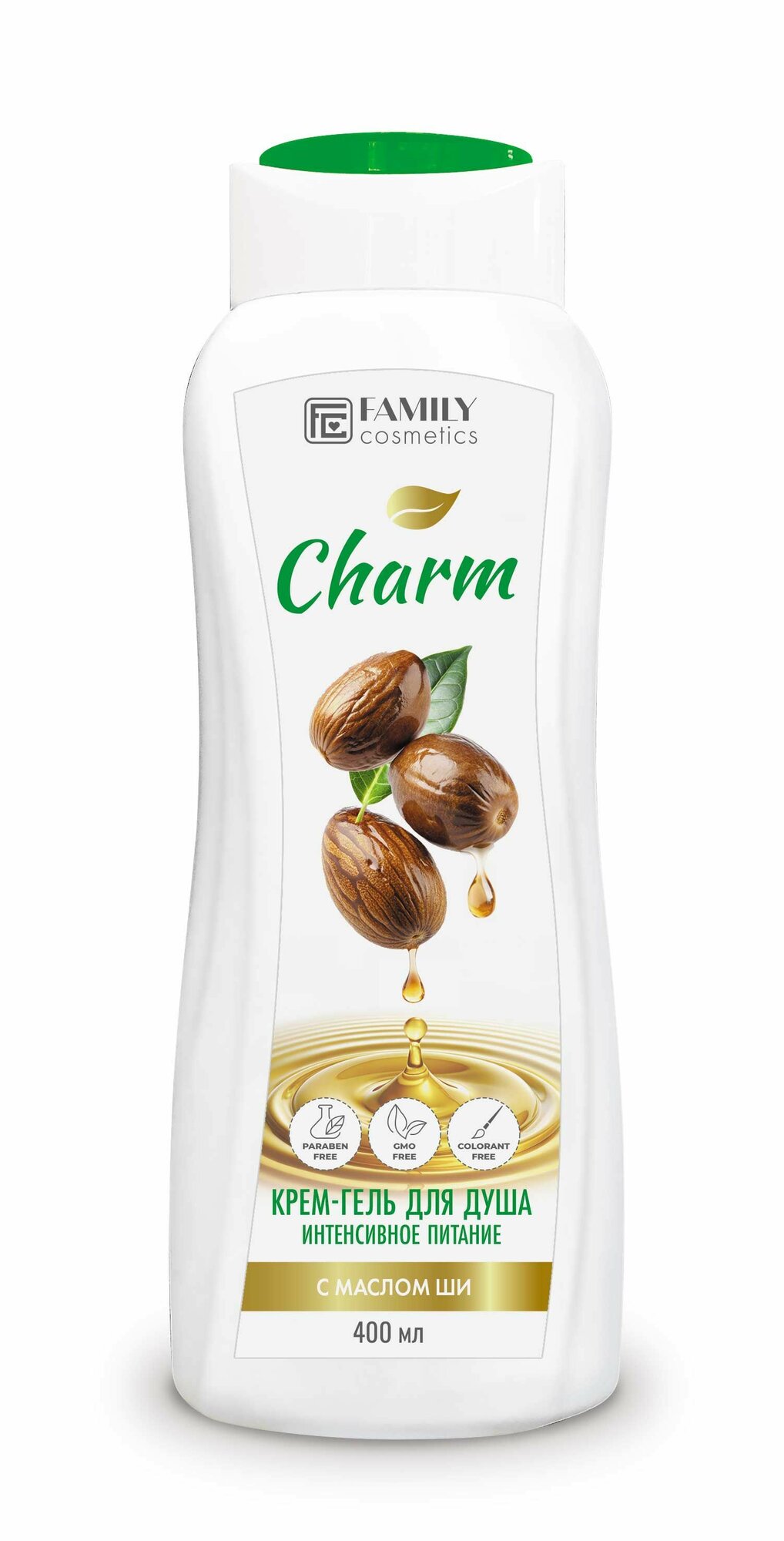 Гель для душа Family Cosmetics, Кремовый, Глубокое питание, с маслом ши, 400 мл