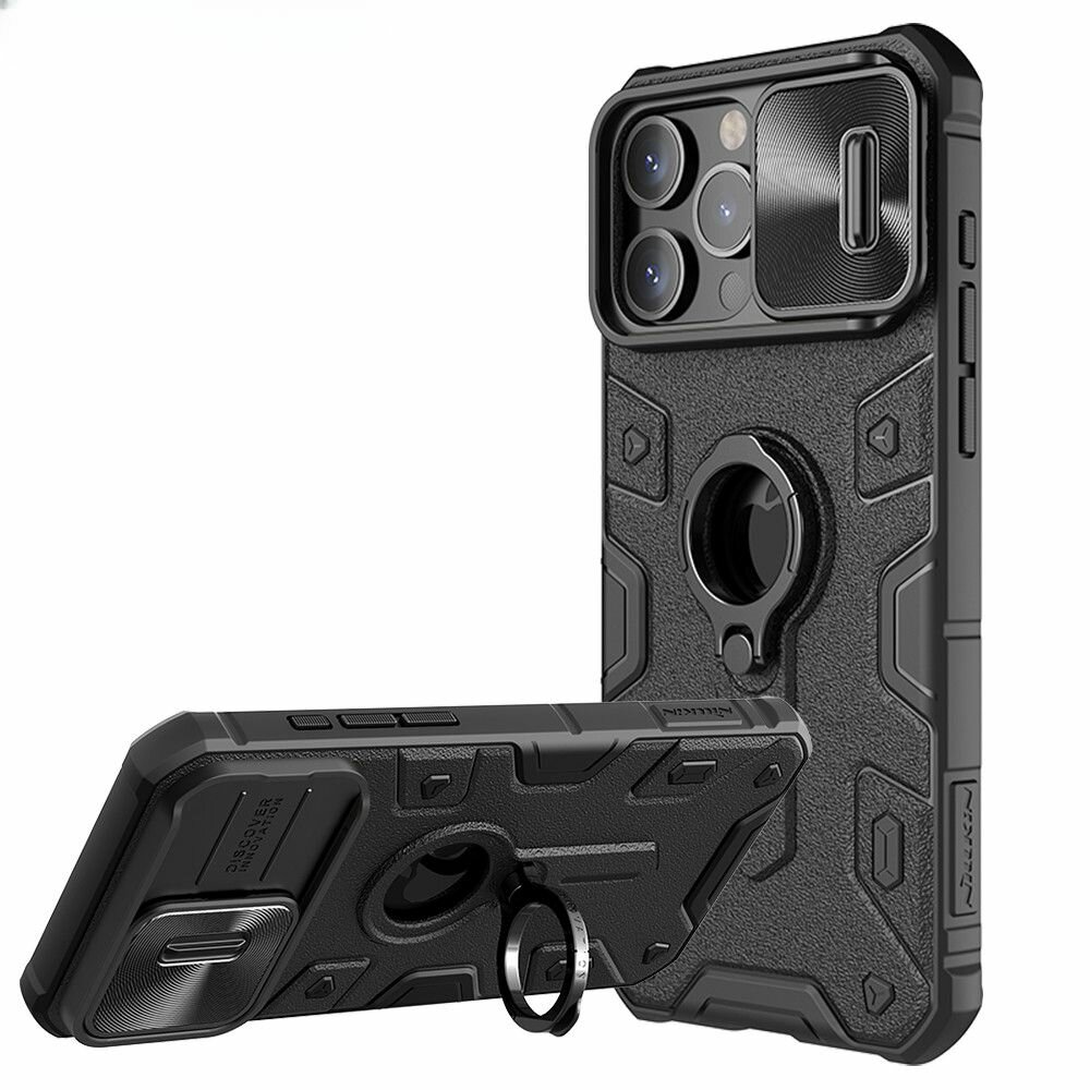 Чехол-подставка Nillkin Armor Slide Cover для защиты камеры, для Apple iPhone 15 Pro Max, со складным держателем кожуры, чехол для телефона CamShield Armor Pro