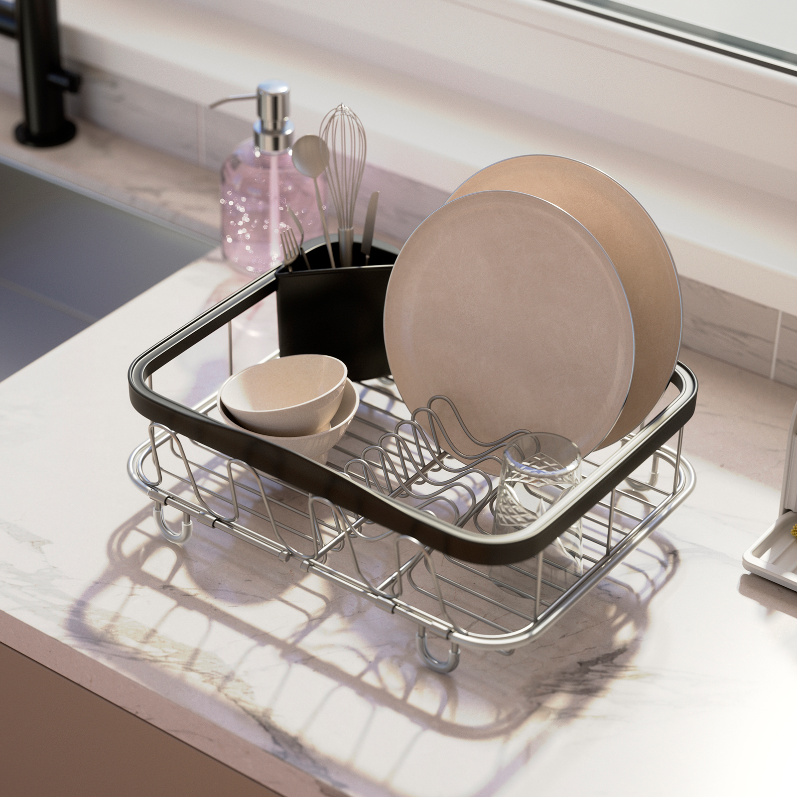Многофункциональная сушилка для посуды Umbra Sinkin, черная/никель