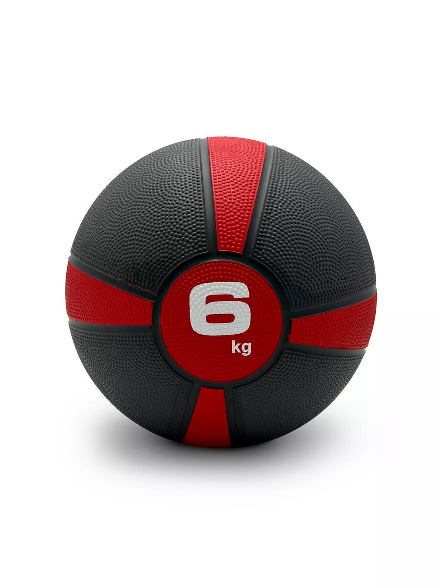 Медбол UNIX Fit про 6 кг для рук, утяжеленный мяч для фитнеса и кроссфита, медицинбол, красный