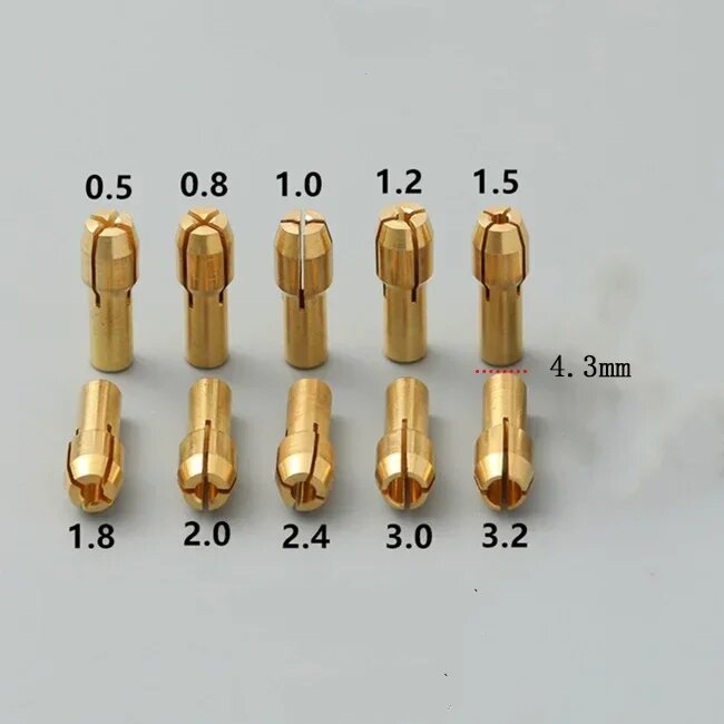 Цанги Dremel 0.5-3.2 мм, набор 10 шт, 4.3 мм