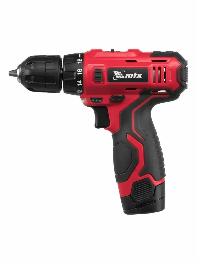 Дрель-шуруповерт аккумуляторная MTX MCDL-12-02P, Li-Ion, 12 В, красная/черная