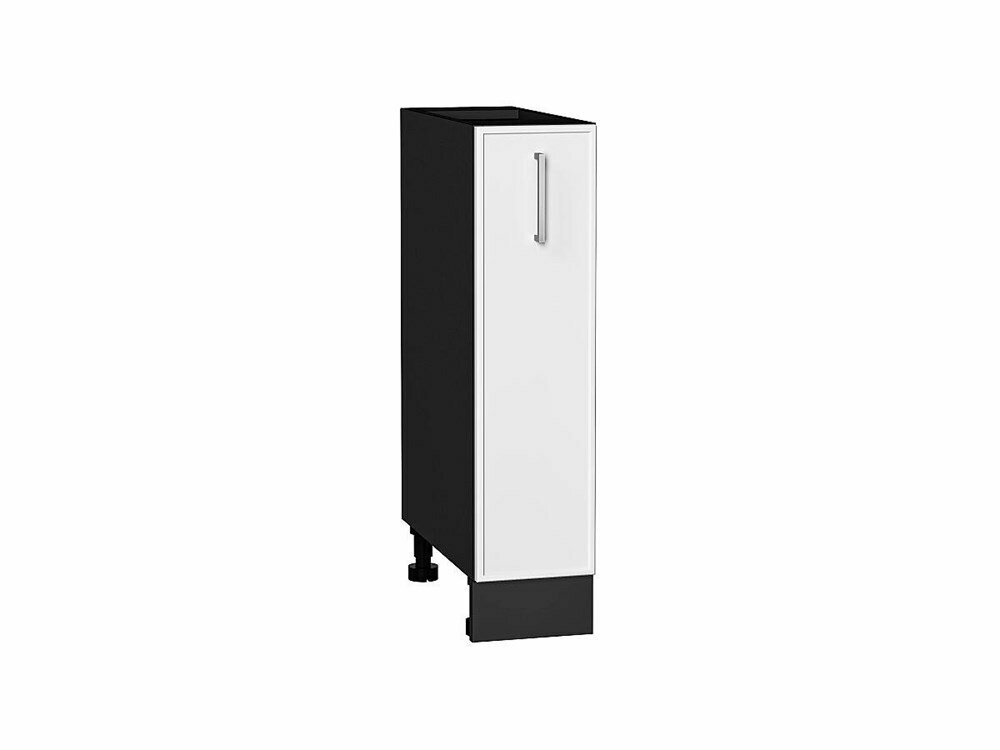 VVT Шкаф нижний с 1-ой дверцей Квадро Graphite, Белый, 200 В*Ш*Г 816*200*481, фасад МДФ Белый, корпус Graphite Белый