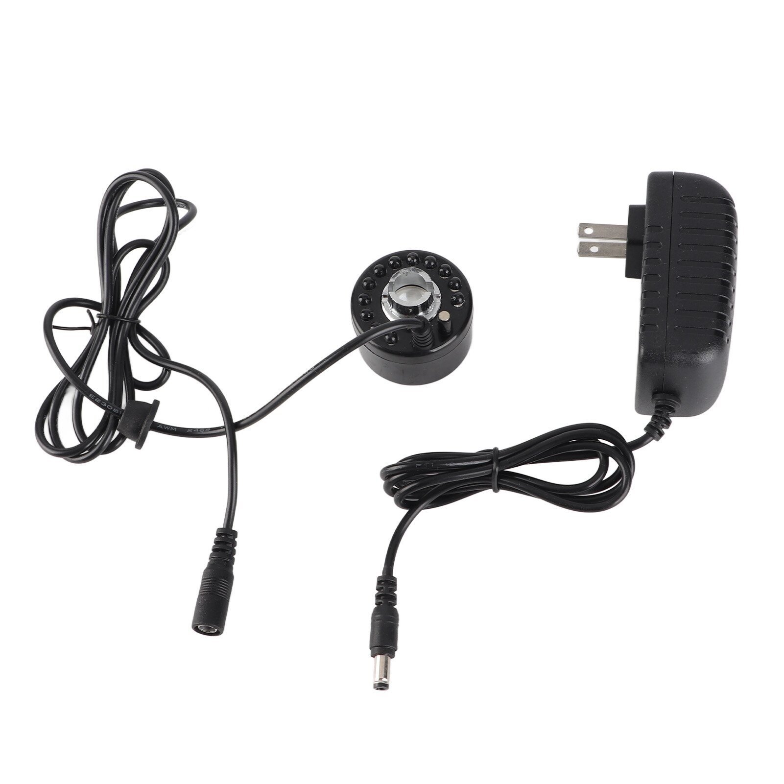Черный аквариумный светильник с 12 светодиодами, ультразвуковой распылитель воды для фонтана, пруда, аквариума (для внутреннего и наружного использования), аксессуары для аквариума, вилка стандарта США, 110~240 В.