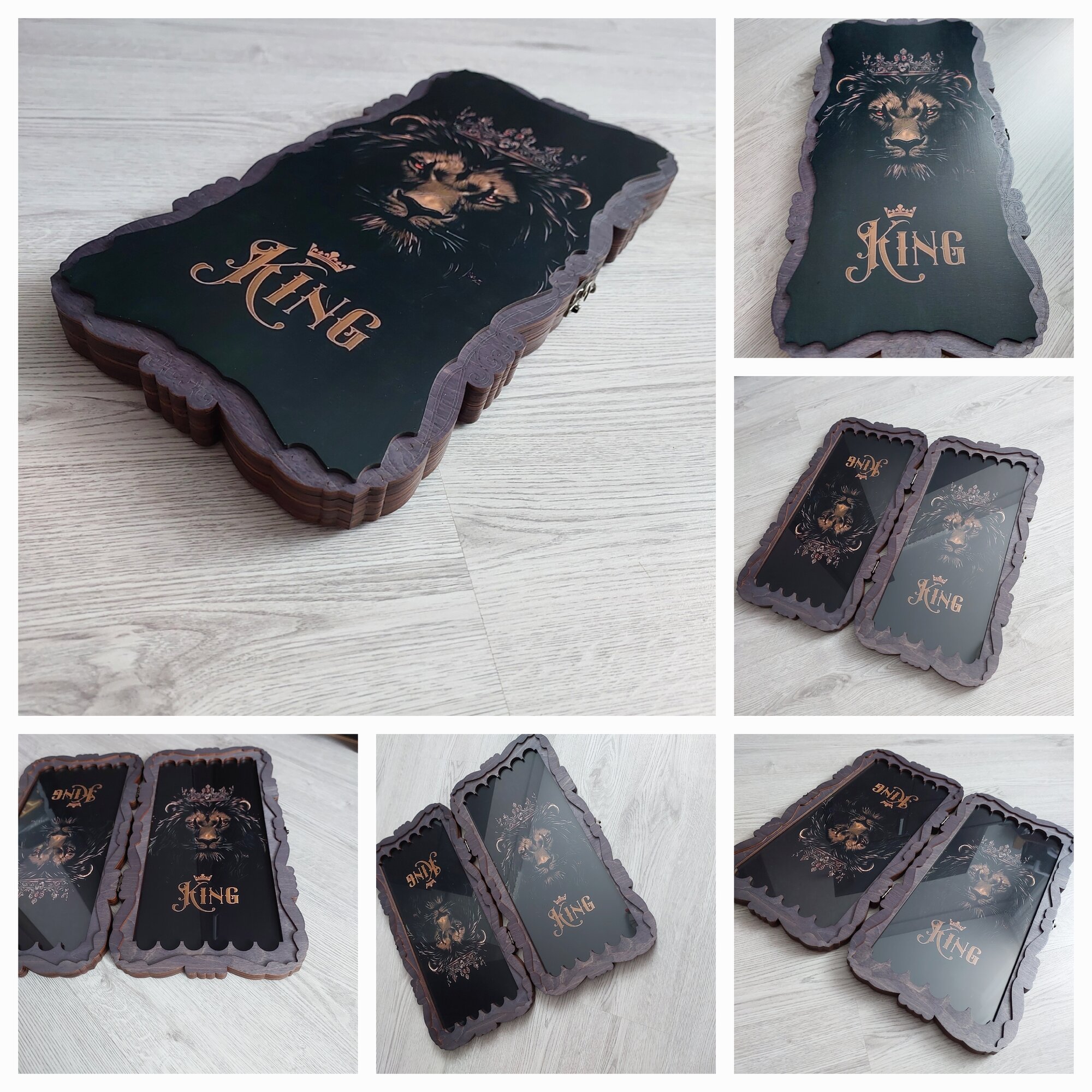 Нарды ЛЕВ. Большие со стеклянным полем ручной работы с рисунком на стекле