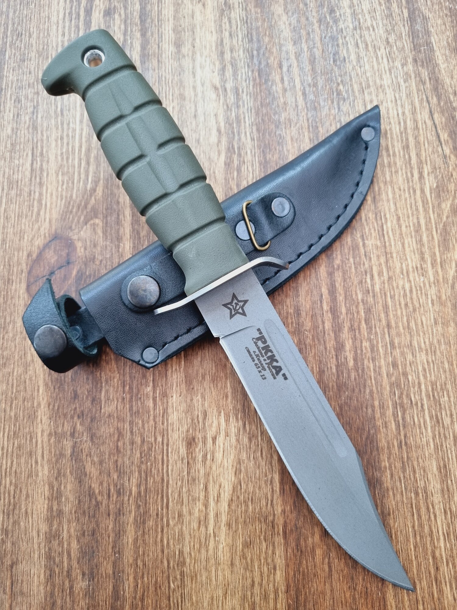 Туристический нож Gallery of Knives РККА Green Тактик, нержавеющая сталь, 65Х13