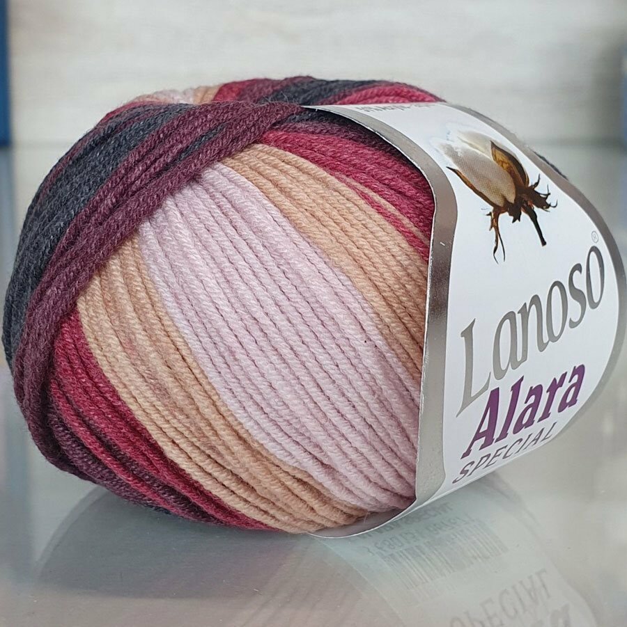 Пряжа Lanoso ALARA SPECIAL 719 розовый принт (5 мотков)