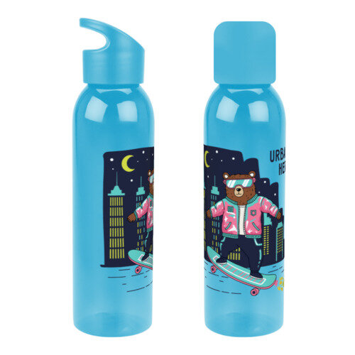 Бутылка для воды «Стильный медведь на скейте - Городской герой» (голубой)