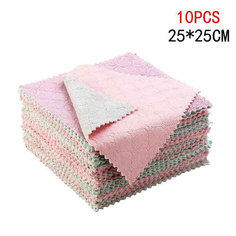 20/1 шт. двухслойное полотенце из микрофибры, супервпитывающие салфетки из кораллового флиса, кухонные антипригарные салфетки для масла, тряпка для мытья посуды