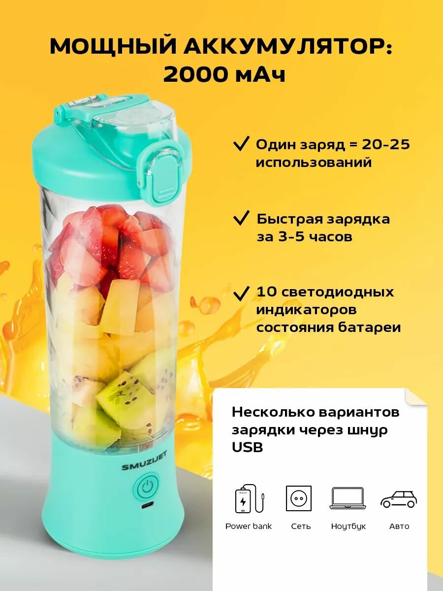 Блендер портативный для смузи и коктейлей, Мини миксер беспроводной, Шейкер для детского питания, бутылка с собой