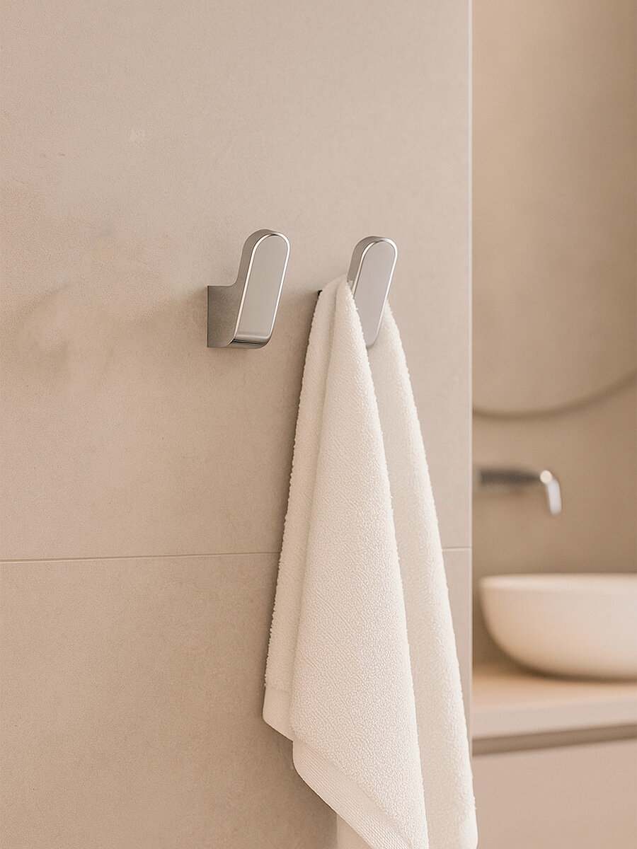 Крючки для ванной металлические, для одежды, для полотенец настенные хром 2 шт