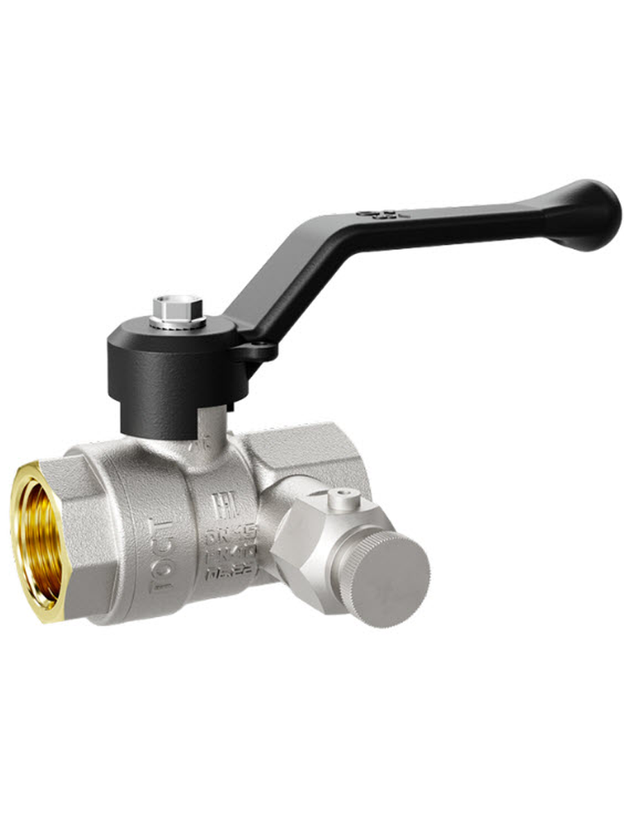 Кран шаровый 1/2" ВВ LD Pride с дренажем и воздухоотводчиком, ручка черная 44.15. В-В. С. Р