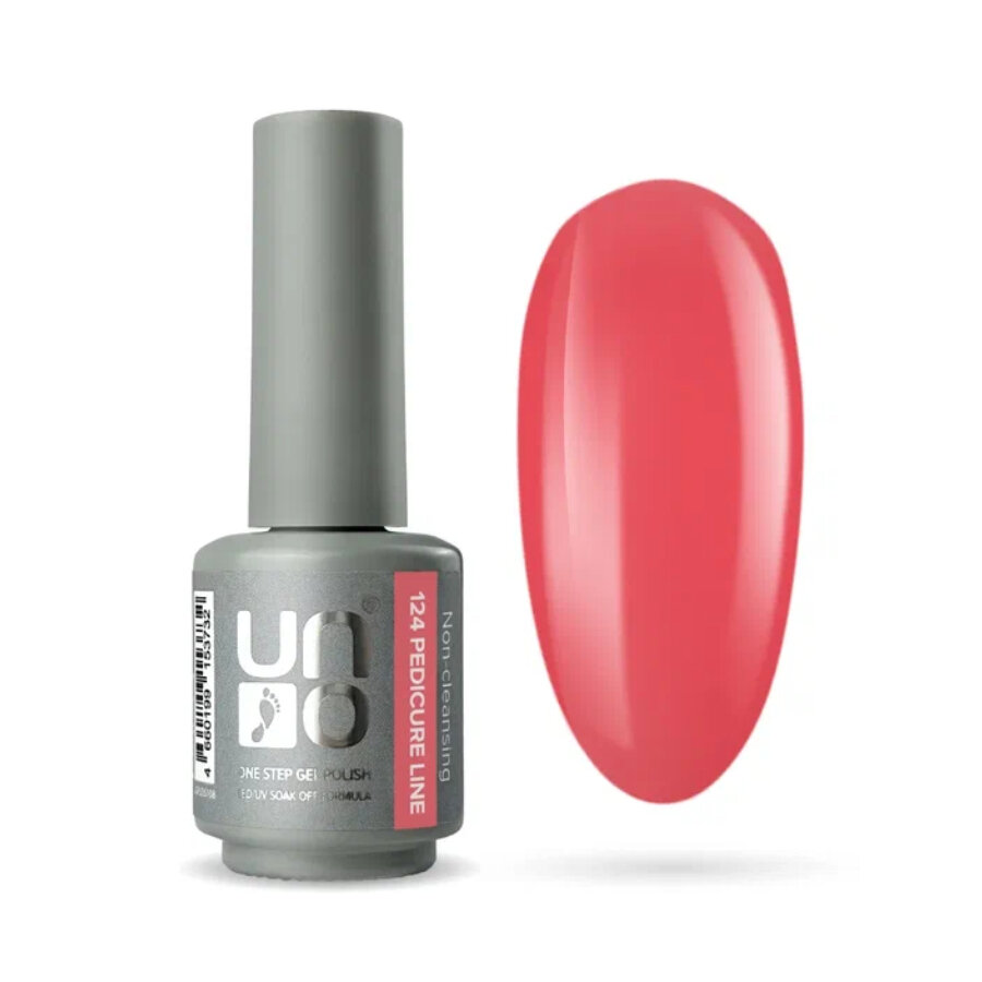 UNO, Гель-лак Pedicure Line, №124 - темно-коралловый, 8 г