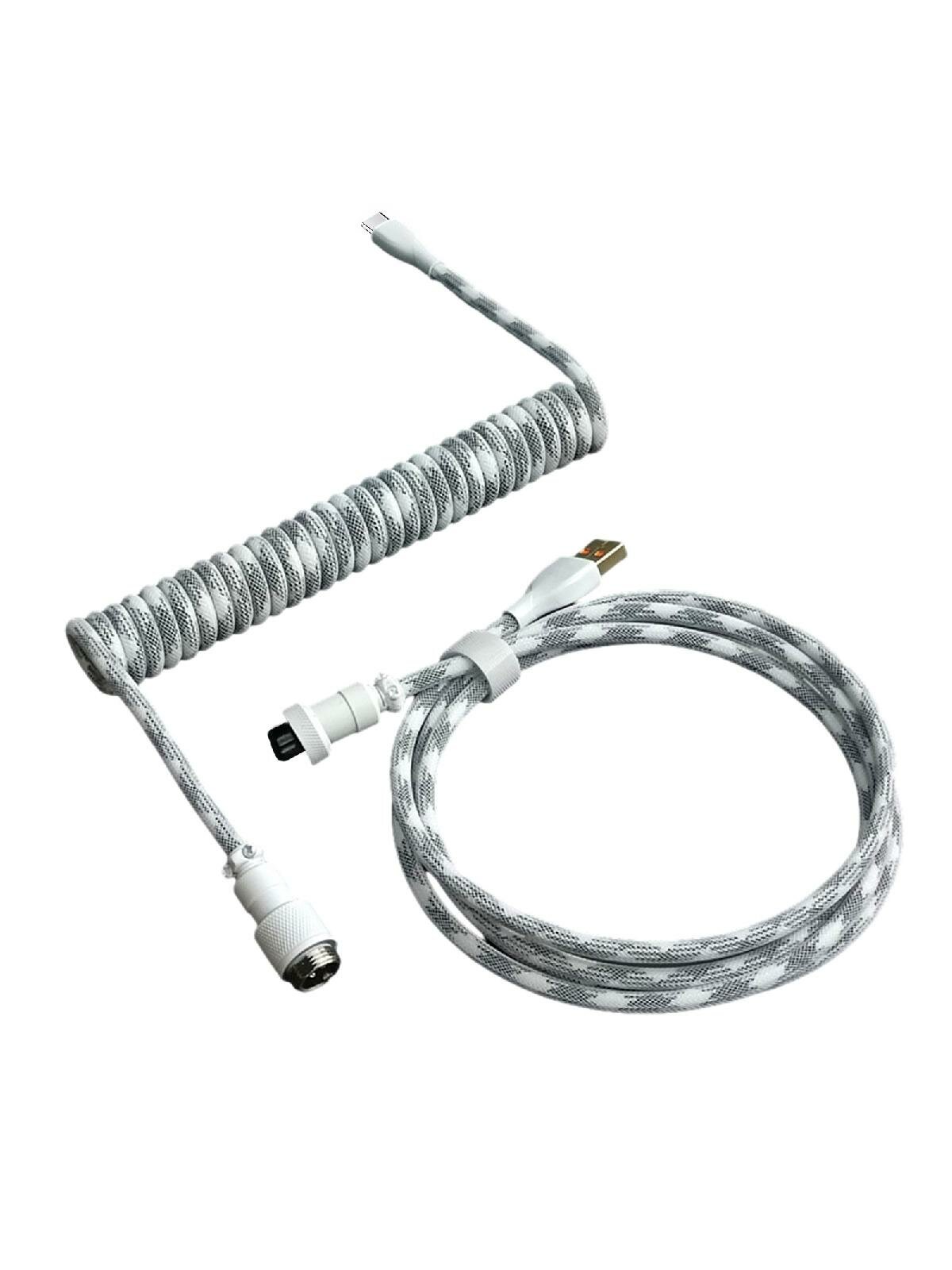Computer Game Keyboards Cable, Coiled Aviation Cable for Mechanical Keyboards , TypeC to USB-A Removable Aviation Plug