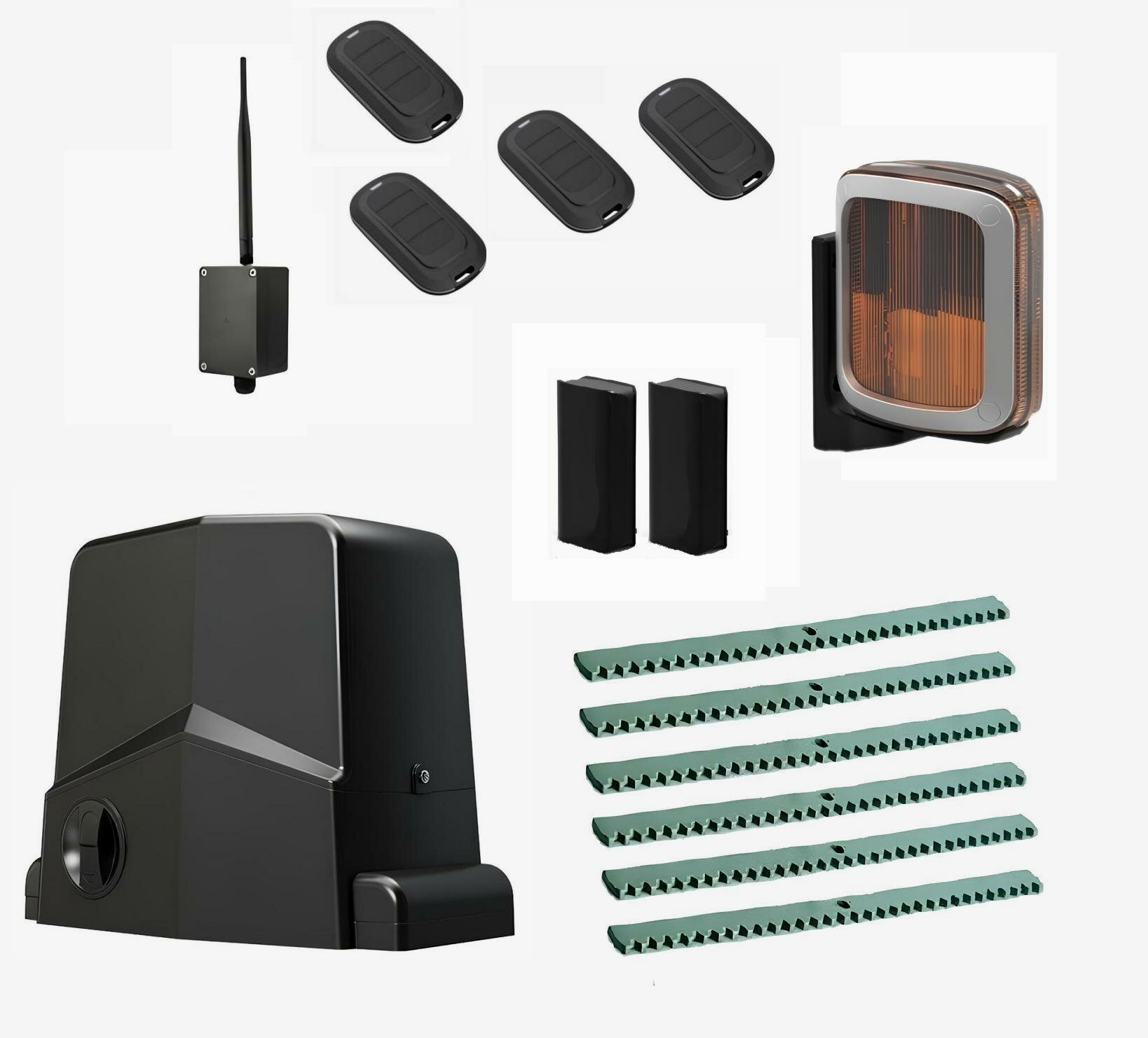 Автоматика для откатных ворот ARW-1000MKIT FULL6-A-BT-T4, комплект: привод, 4 пульта, лампа, фотоэлементы, 6 реек, Bluetooth-модуль