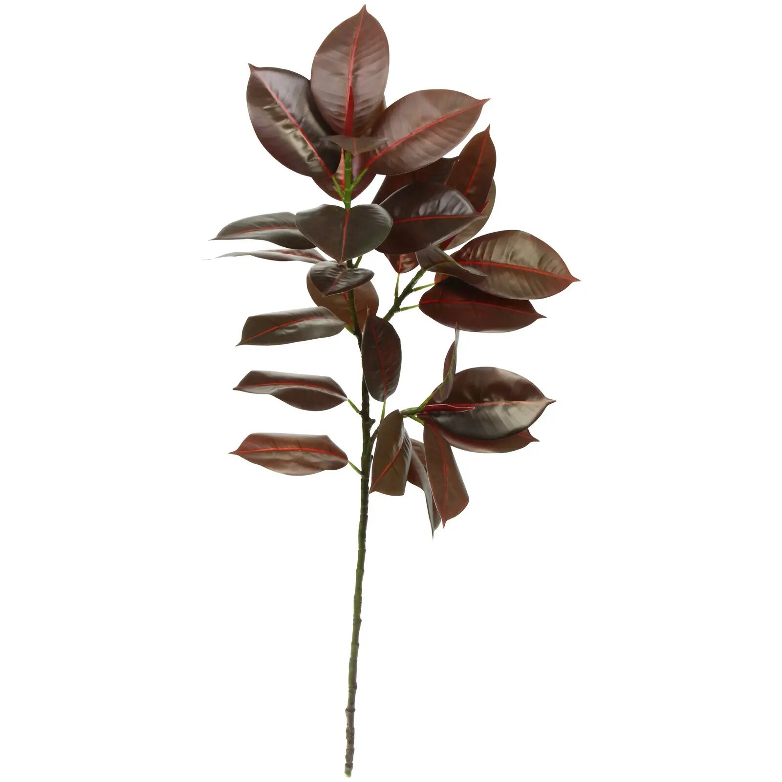Искусственное растение «Ветка Фикуса» 100 см, бордовый цвет, пластик, реалистичный дизайн