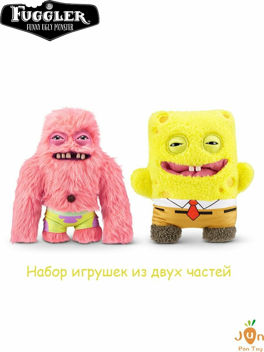 Плюшевые игрушки Spin Master Fuggler Spongebob Squarepants 2 Pcs / детские игрушки, Губка Боб Квадратные штаны и Пирог Большая звезда, из двух частей, с реалистичными зубами