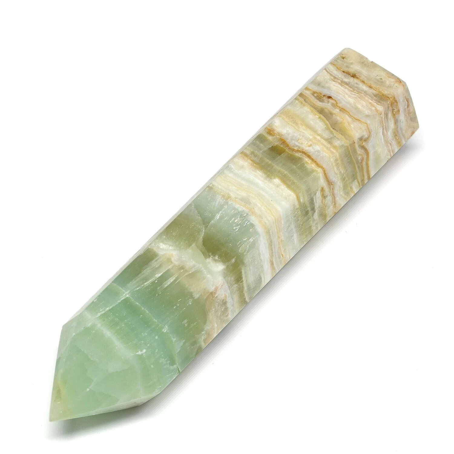 Кальцит фисташковый "Карандаш" 34*35*160мм, 397г .