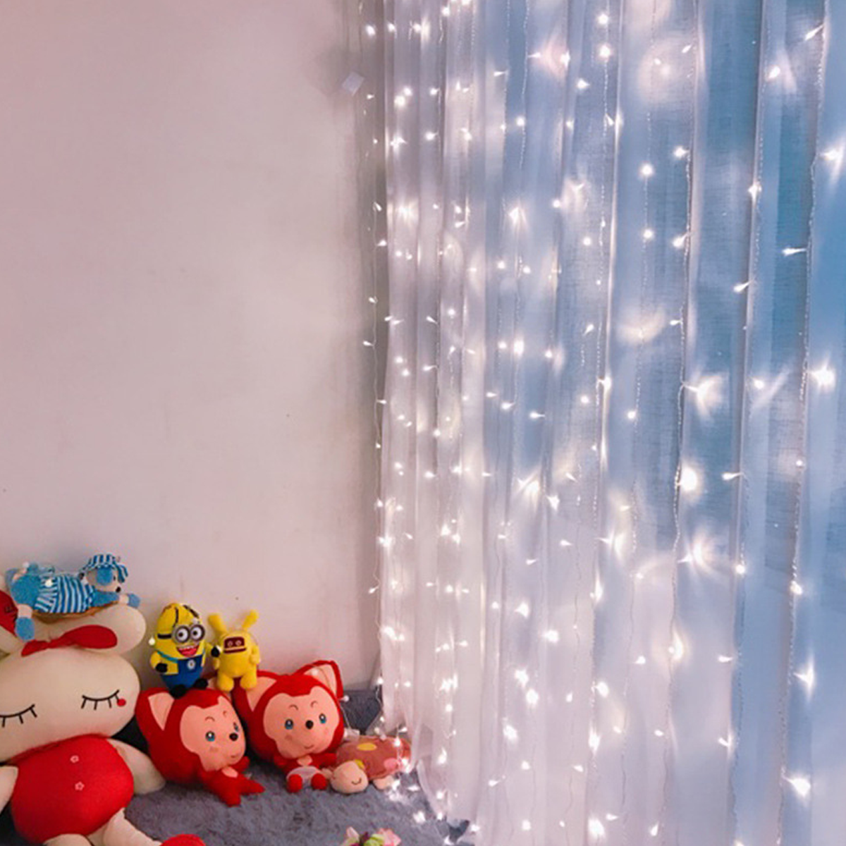 Гирлянда для занавеса, USB-питание, гирлянда для вечеринки на стене в спальне, идеально подходит для свадебного декора на открытом воздухе, многоцветная гирлянда для занавеса, украшение интерьера, звездная гирлянда, теплый водопад