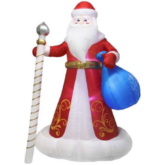 Надувная 3D фигура Neon-night "Дед Мороз с подарками", размер 300см, внутренняя подсветка 12LED, компрессор с адаптером 12В, IP44