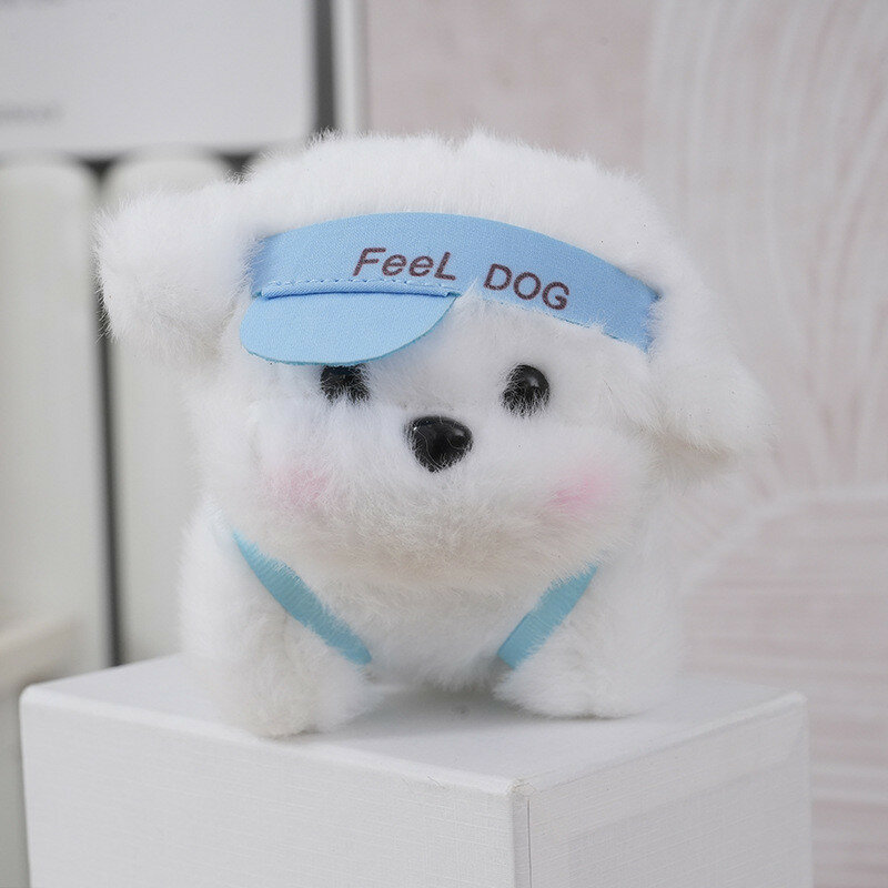Colorful adorable dog plush keychain soft toy for kids backpack and key holder