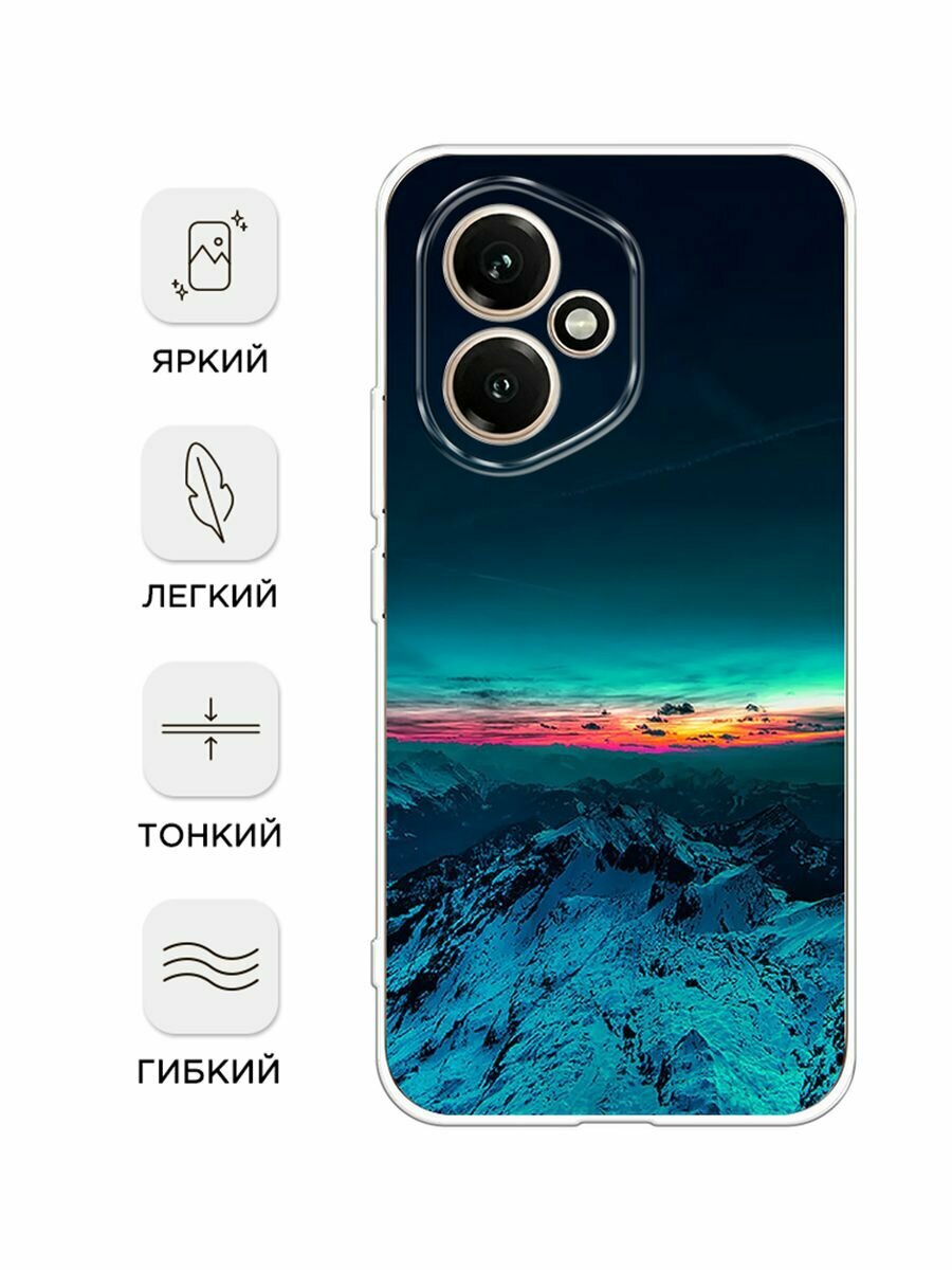 Силиконовый чехол на Honor 400 / Хонор 400 с принтом "Закат в горах" — фото 1