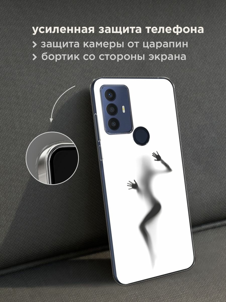 Чехол на TCL 30E/30 SE/305/306 / ТСЛ 30E с принтом "Девушка в душе" — фото 1