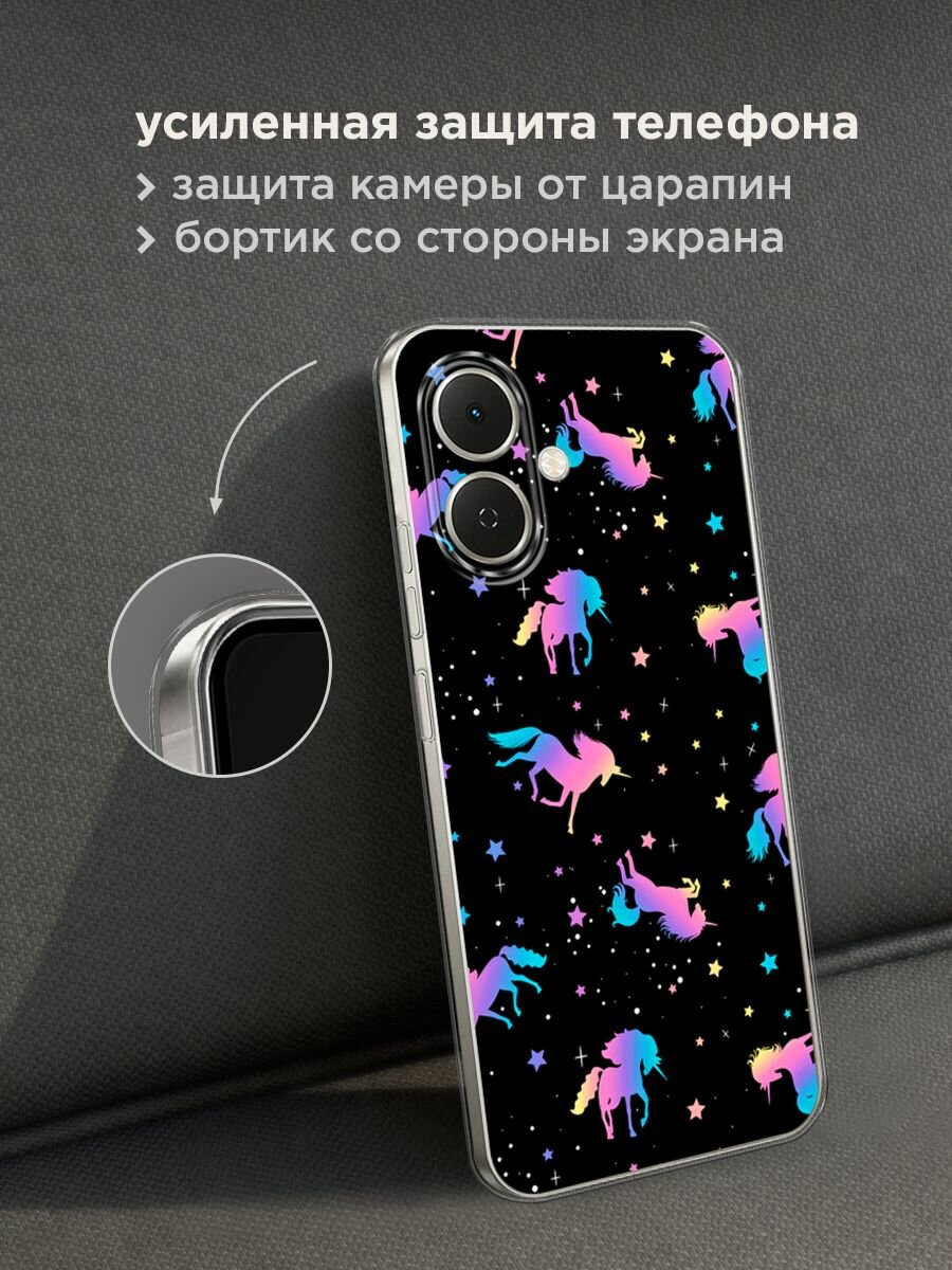 Чехол на Tecno Spark Go 2 / Текно Спарк Го 2 с принтом "Единороги градиент" — фото 1