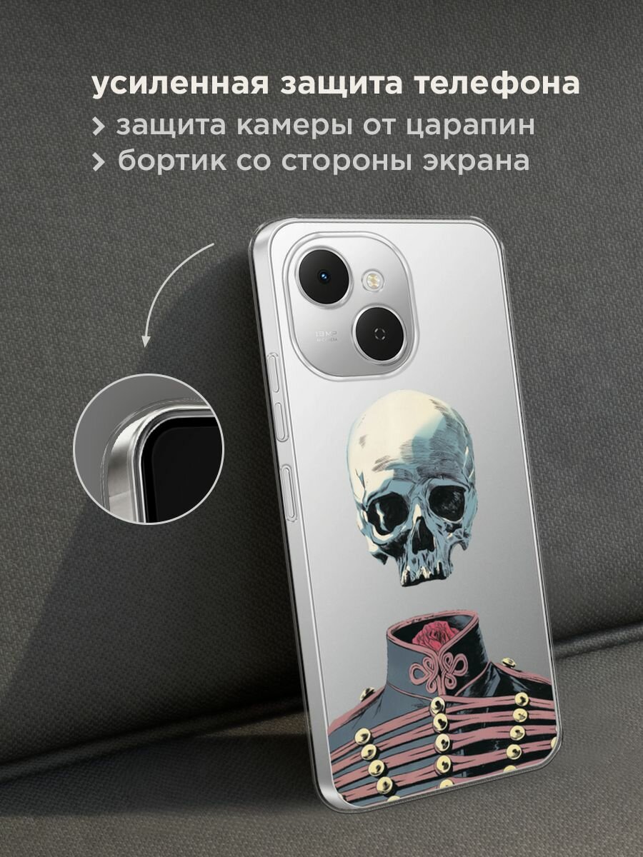 Чехол на Tecno Spark 40C / Текно Спарк 40C с принтом "Гусар", прозрачный — фото 1