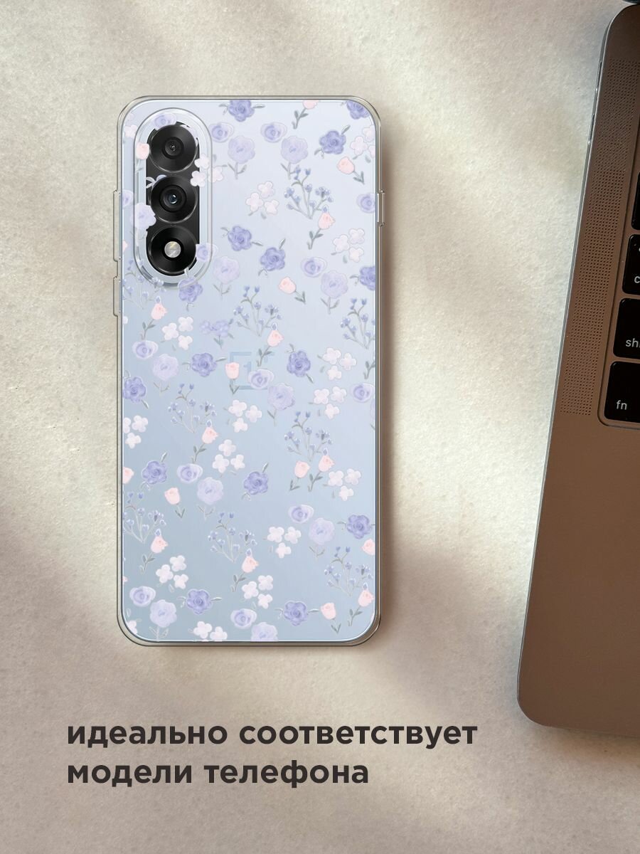 Чехол на OnePlus Nord 5 / Ван Плас Норд 5 с принтом "Сиреневые розы паттерн", прозрачный — фото 1