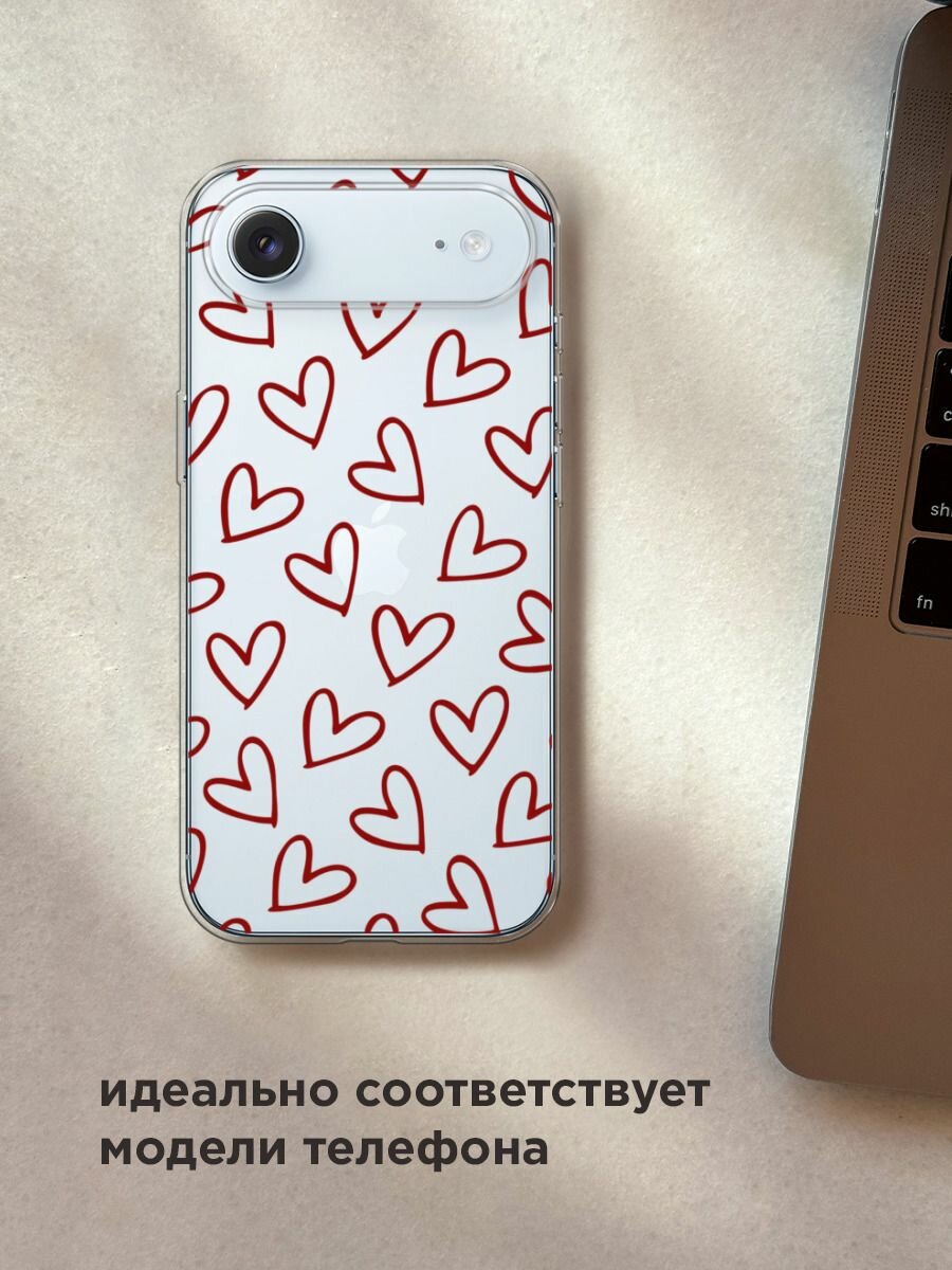 Чехол на Apple iPhone Air / Айфон Айр с принтом "Little hearts doodles 2 - 14 февраля", прозрачный — фото 1