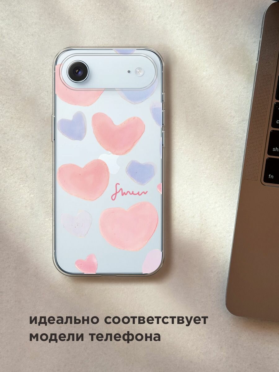 Чехол на Apple iPhone Air / Айфон Айр с принтом "Пастельные сердечки", прозрачный — фото 1