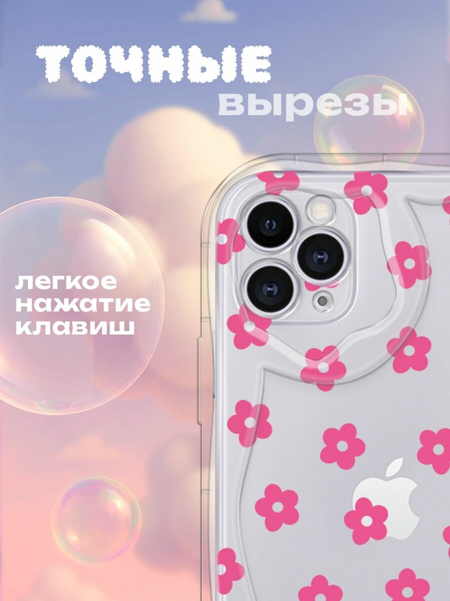 Чехол на Apple iPhone 11 Pro / Айфон 11 про с принтом "Розовые цветы паттерн" — фото 1