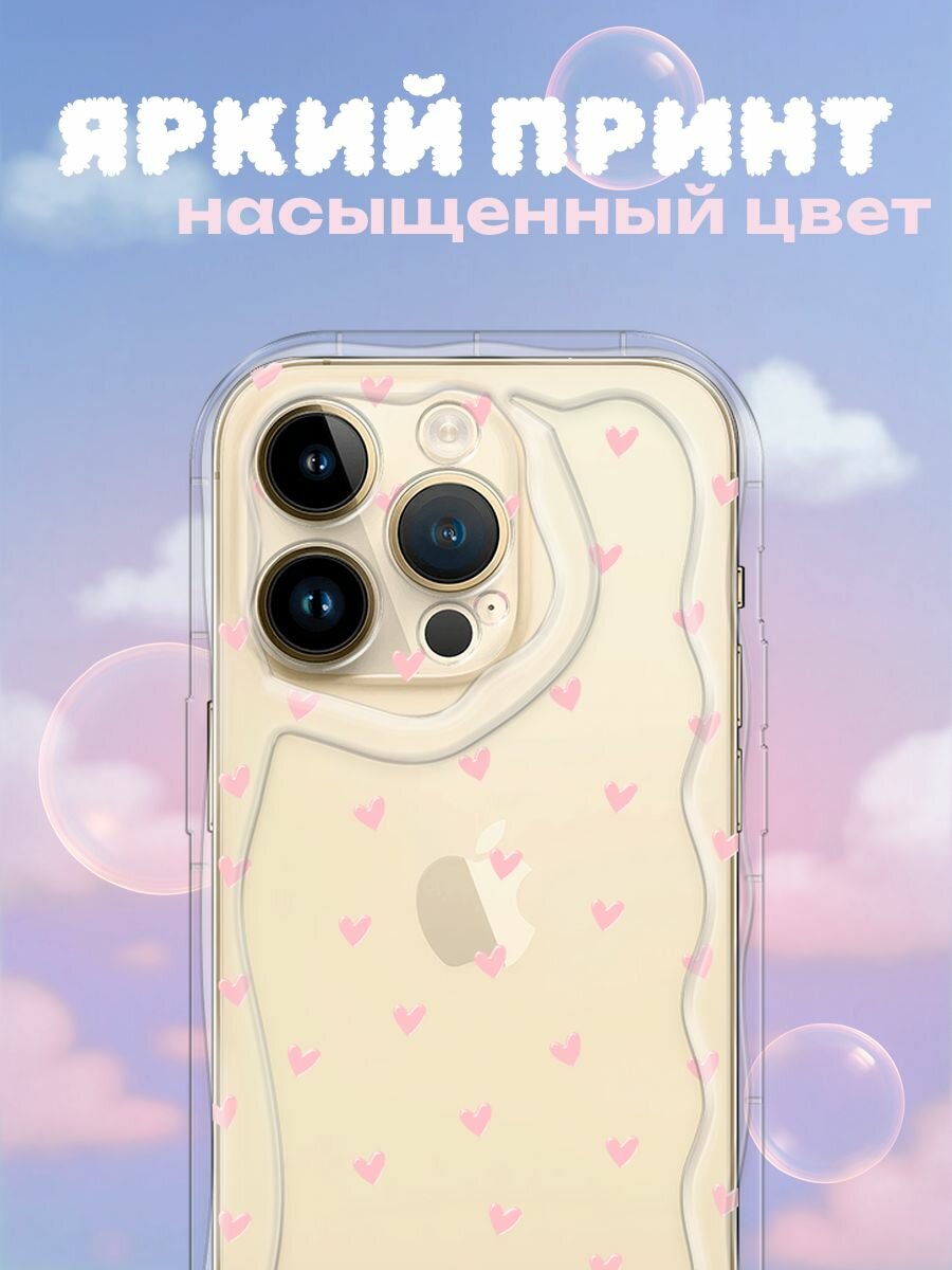 Чехол на Apple iPhone 14 Pro / Айфон 14 Про с принтом Маленькие нежные сердечки — фото 1